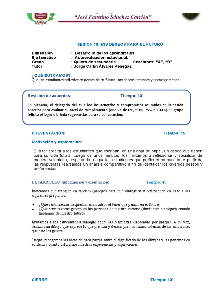 Mis deseos para el futuro escolar | PDF