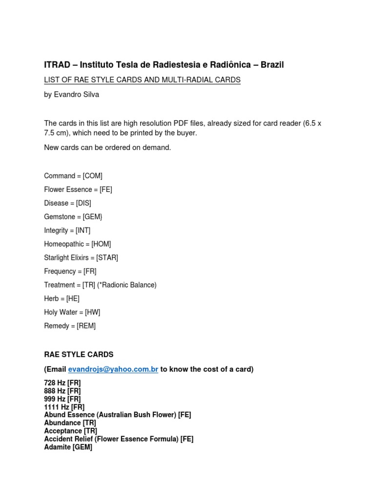 Itrad FB - Evandro Silva - List of Rae Style Cards and Multi-Radial ...