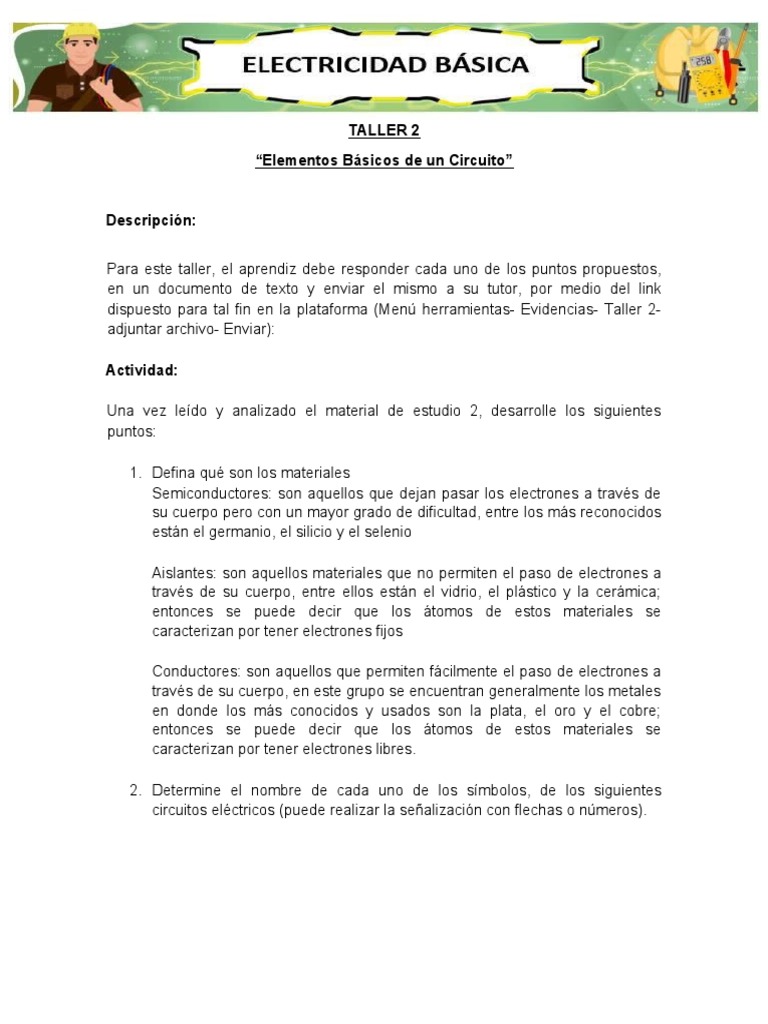Taller 2 Pdf Ingenieria Eléctrica Electricidad
