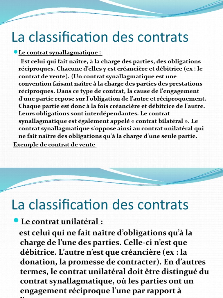 Classification Des Contrats | PDF | Sodles | Droit privé