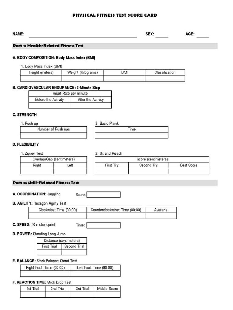 PFT Score Card | PDF