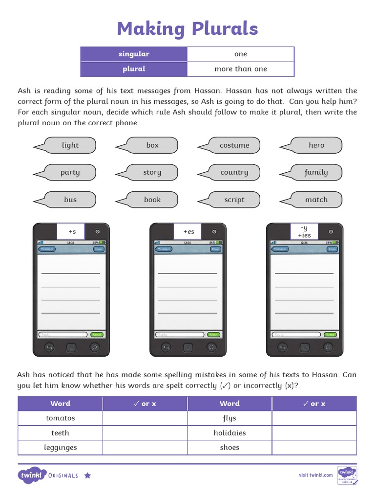 t2 e 41392 Under The Lights Making Plural Nouns Differentiated Activity ...