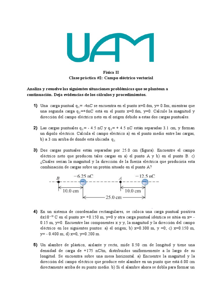 Clase Practica #2 - Campo Eléctrico Vectorial. | PDF | Campo eléctrico | Cantidades fisicas