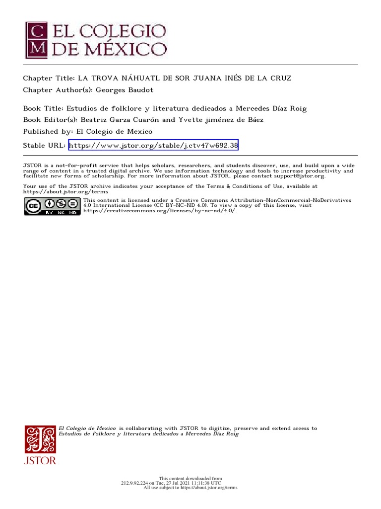 G. Baudot. Sor Juana Inés | PDF | Náhuatl
