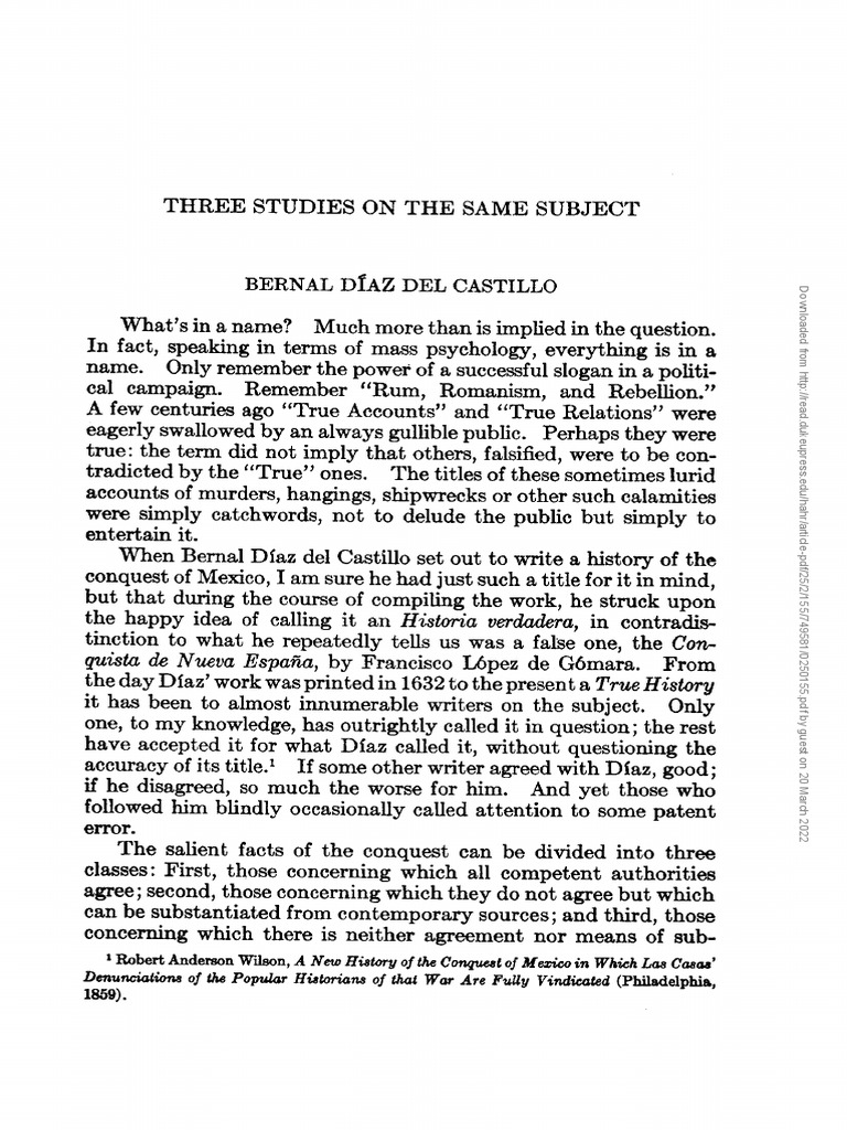 Henry R. Wagner. Bernal Díaz Del Castillo | PDF