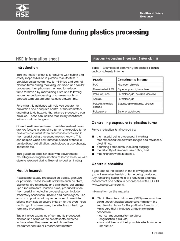 Controlling Fume During Plastic Processing | PDF | Plastic | Polyvinyl ...