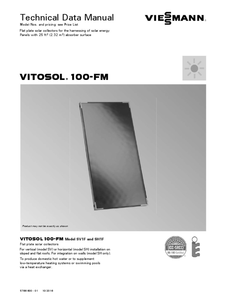 Vitosol 100-FM | PDF | Solar Energy | Thermal Expansion