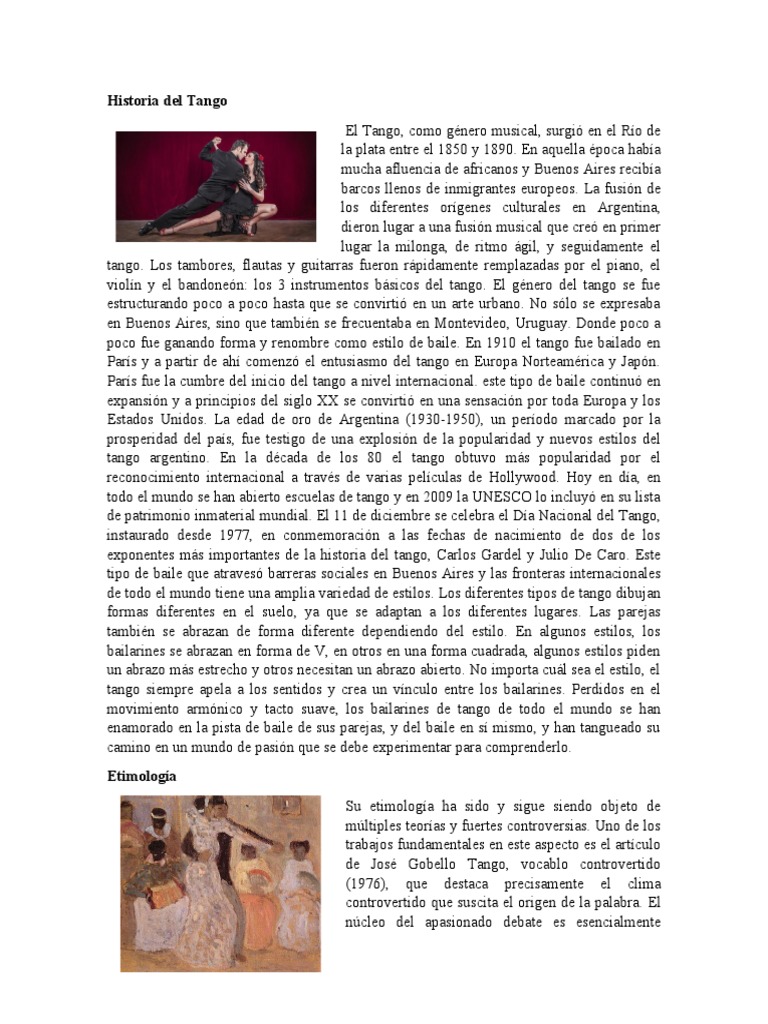 Orígenes y evolución del tango | PDF