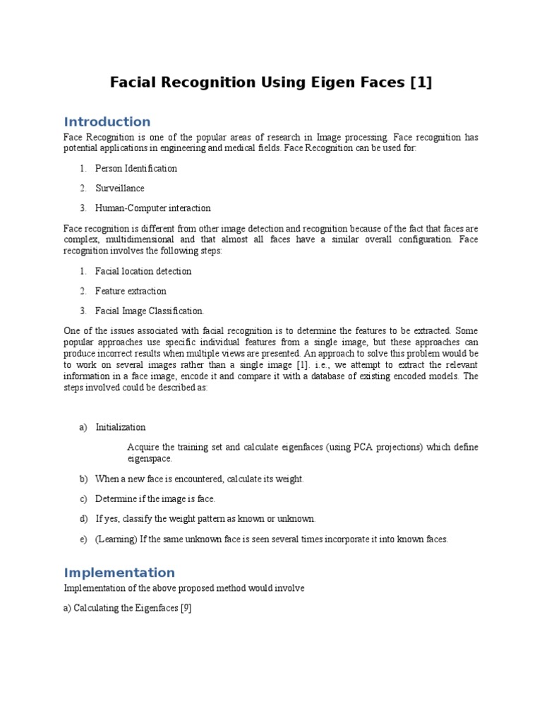 Facial Recognition Using Eigen Faces Pdf Principal Component
