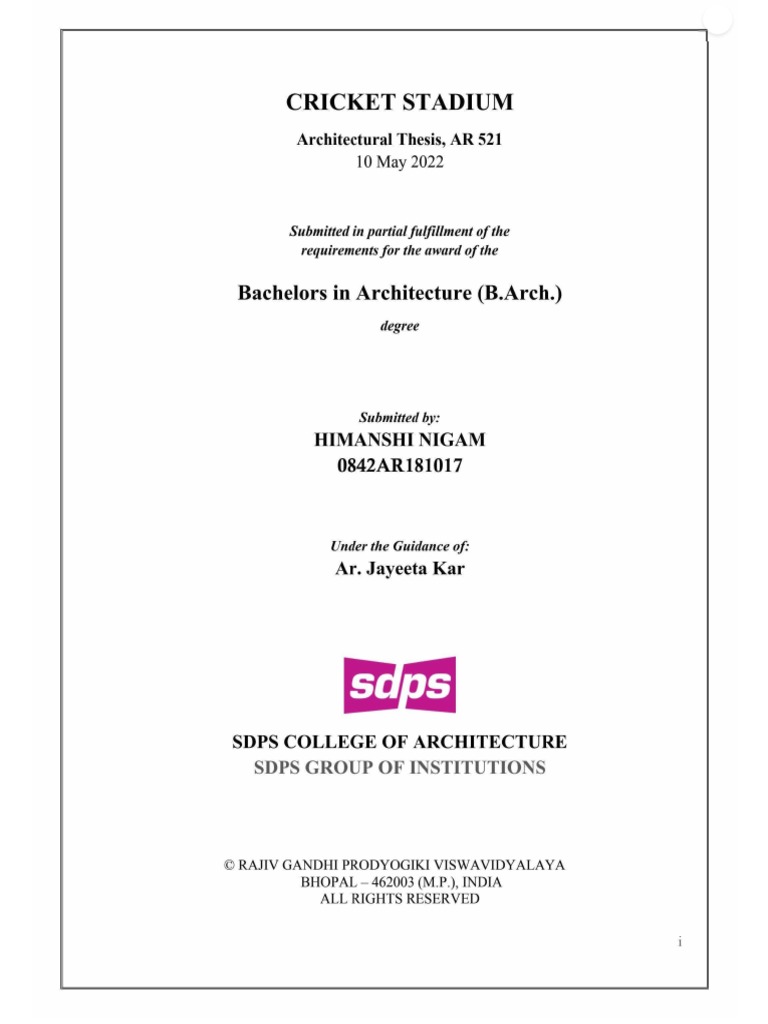 Cricket Stadium Thesis | PDF