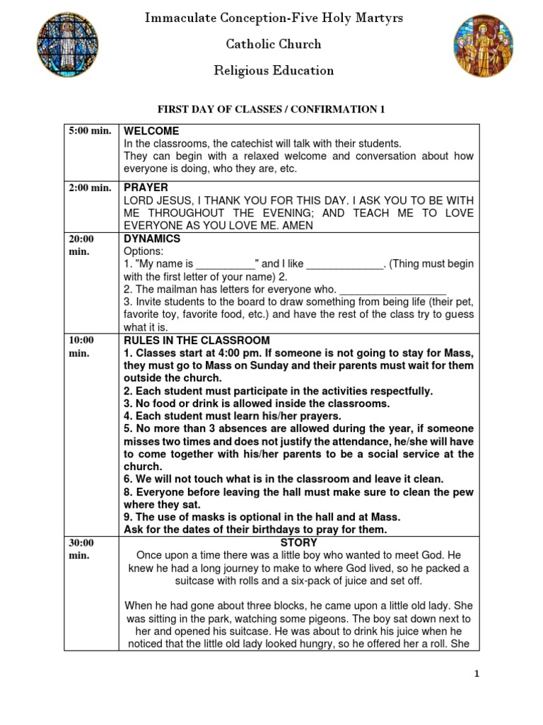 First Day of Classes Confirmation 1 | PDF | Wellness | Religion ...