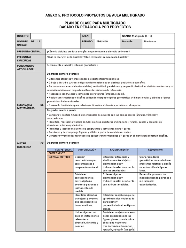 Plan de Clase Multigrado Por Proyectos Matematicas | PDF | Geometría ...