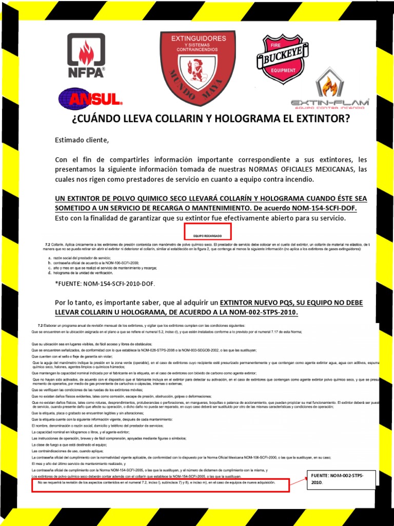 Cuando Lleva Collarin y Holograma El Extintor | PDF