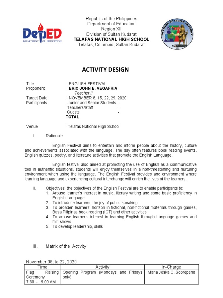 Activity Design English | PDF | English Language | Communication