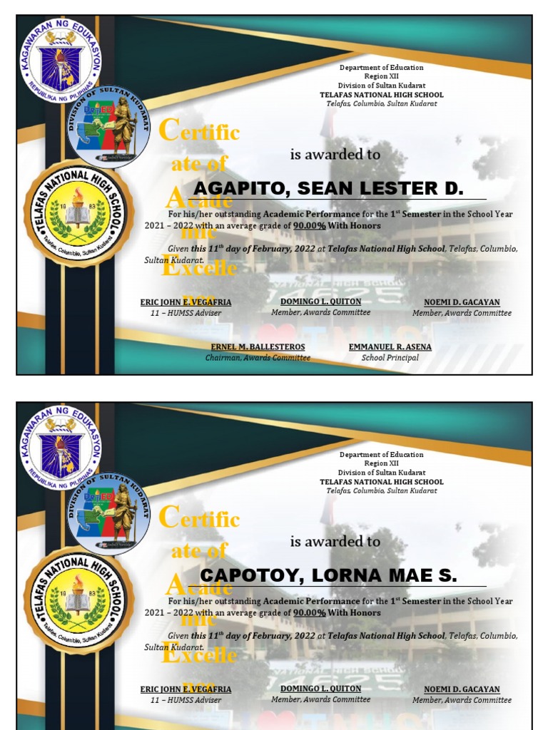 Honors Certficate 2021 2022 Finale | PDF