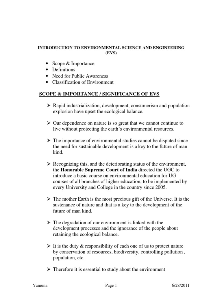 Scope & Importance / Significance of Evs: Introduction To Environmental ...