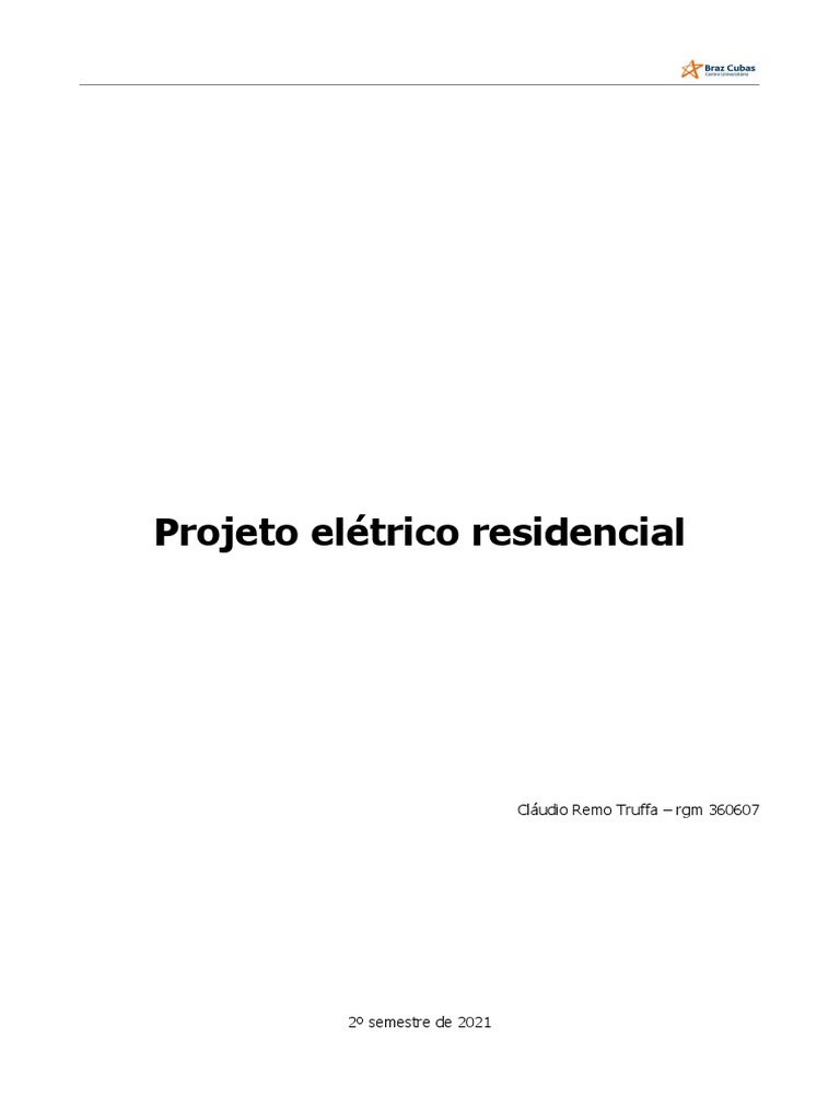 Modelo De Projeto Elétrico Doc Pdf