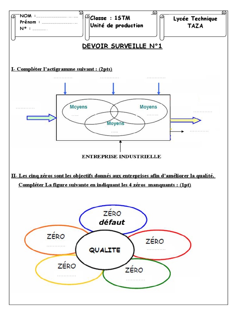 Devoir N°1 1stm | PDF