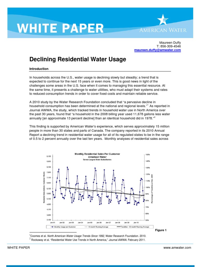 Declining Residential Water Usage Final | PDF | Energy Policy Of The ...