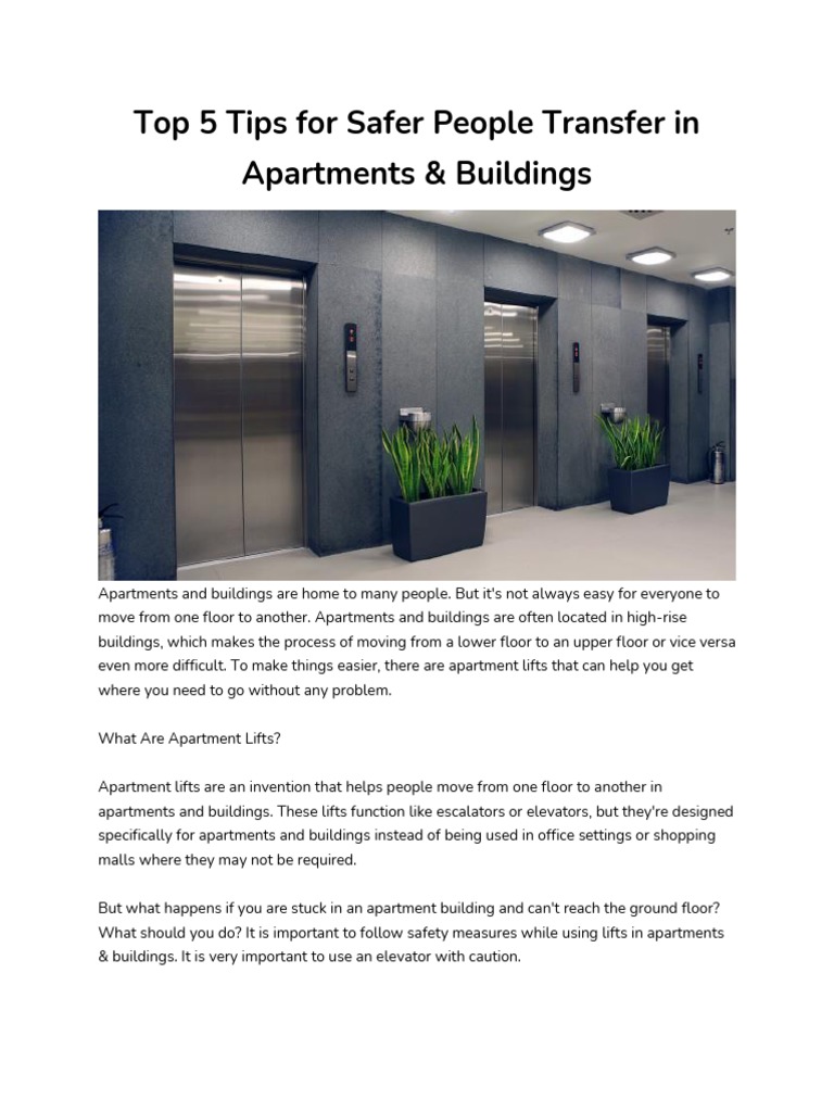 Top 5 Tips For Safer People Transfer in Apartments & Buildings | PDF ...