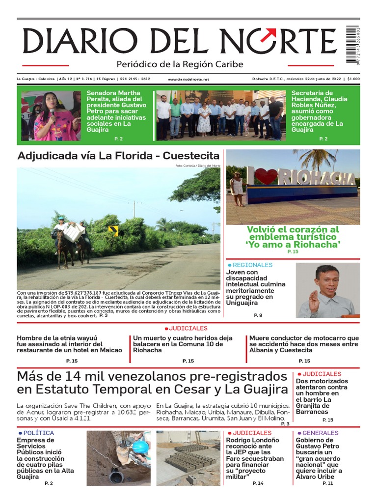 Diario Del Norte Junio 22 | PDF | Colombia | Gobierno