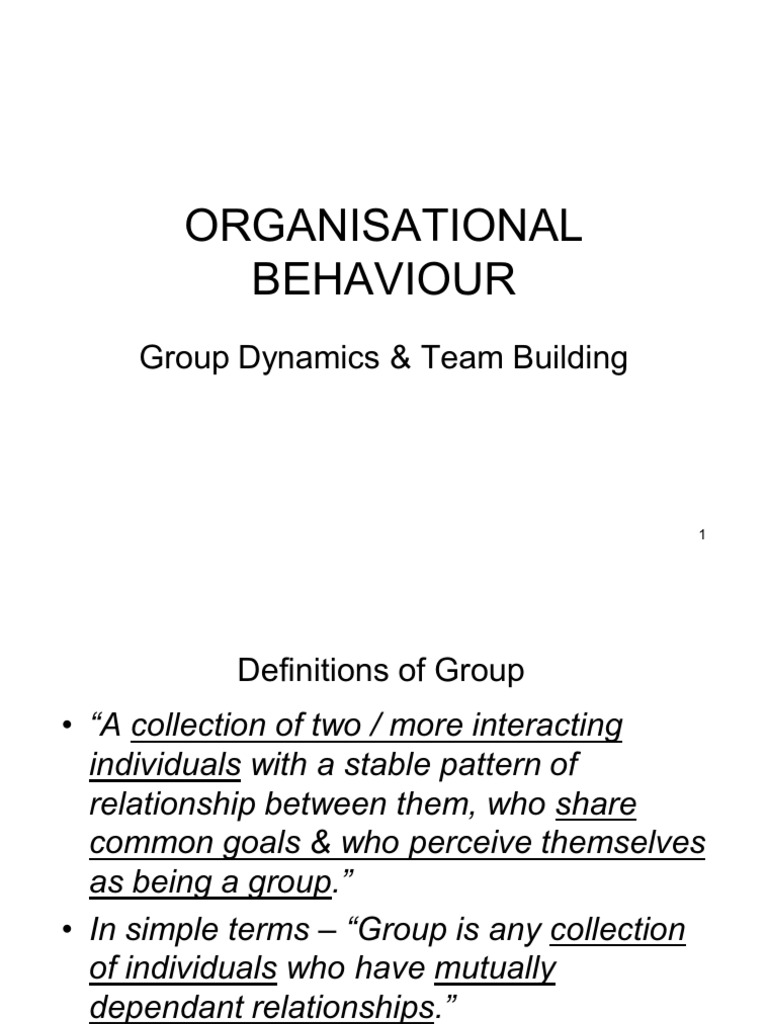 OB-Ch4-Group Dynamics & Team Building (Handout) | PDF | Career & Growth