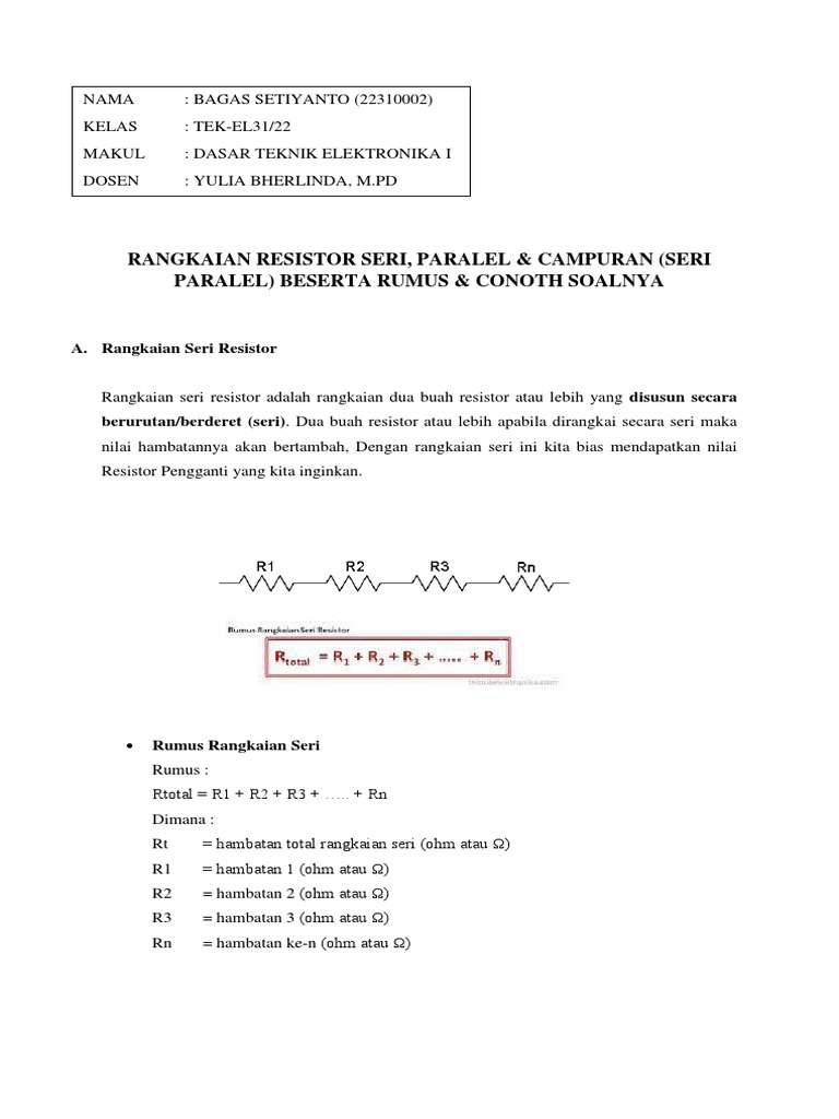 Bagas Setiyanto Ringkasan Rangkaian Resistor | PDF