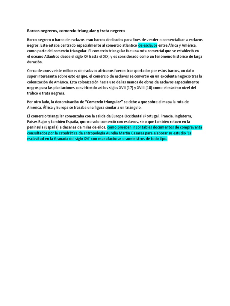 Barcos negreros y la trata esclavista | PDF | Esclavitud | Historia de ...