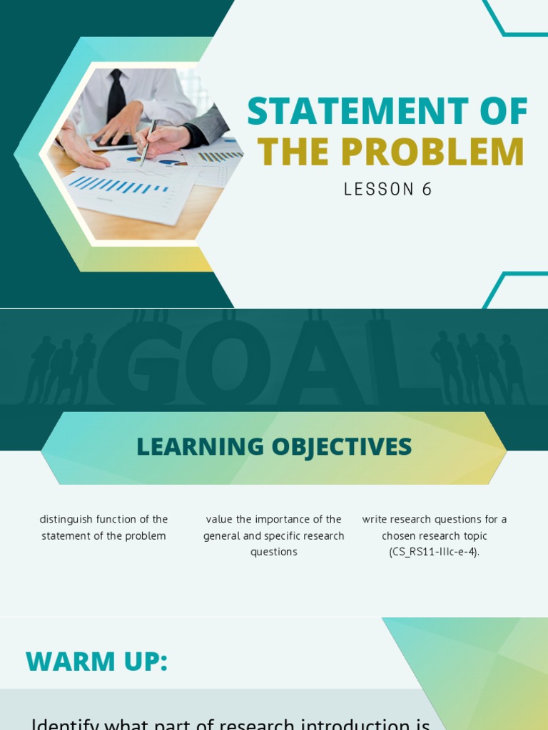 Lesson 6. Statement of The Problem | PDF | Communication | Language ...