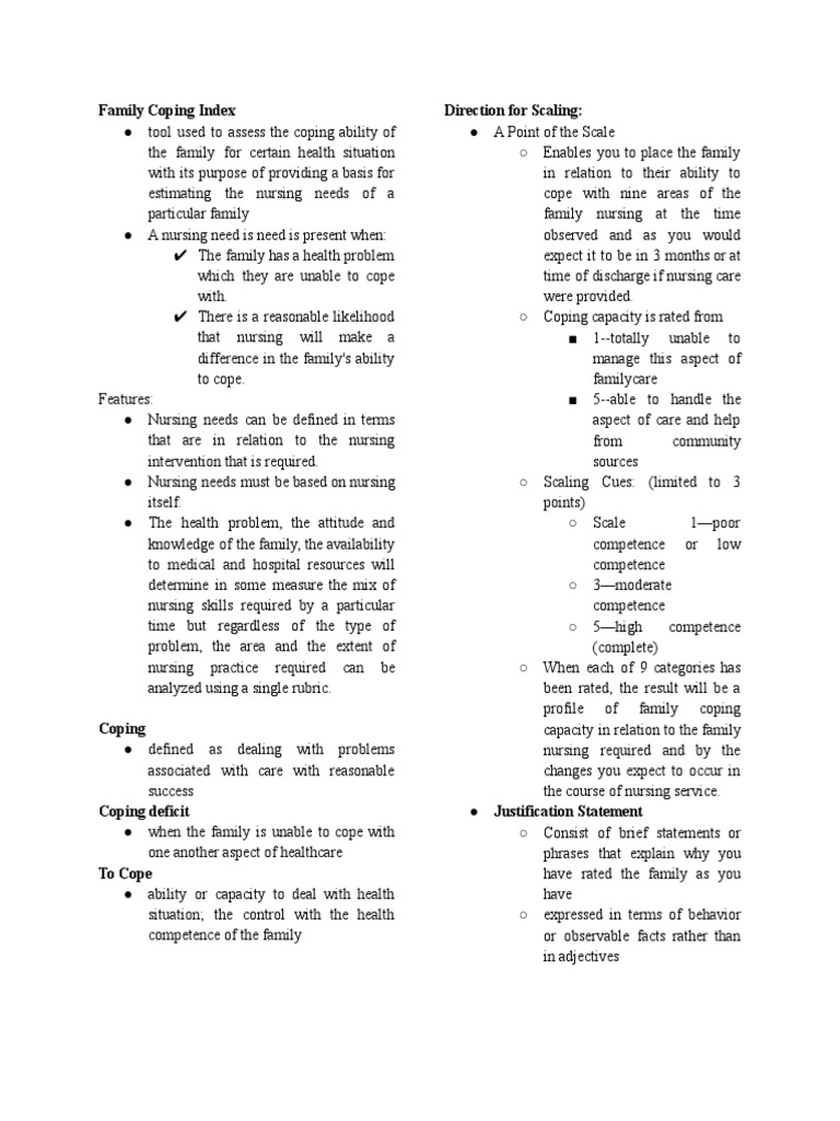 Family Coping Index | Download Free PDF | Nursing | Health Care