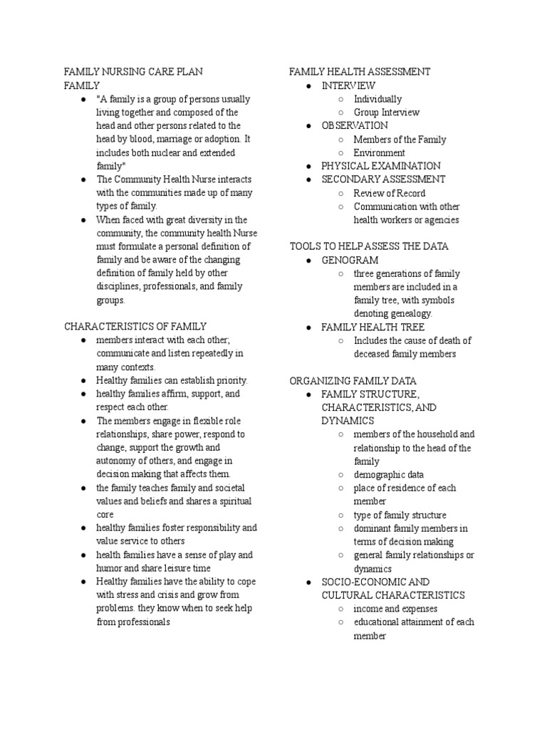 Family Nursing Care Plan | PDF | Family | Nursing