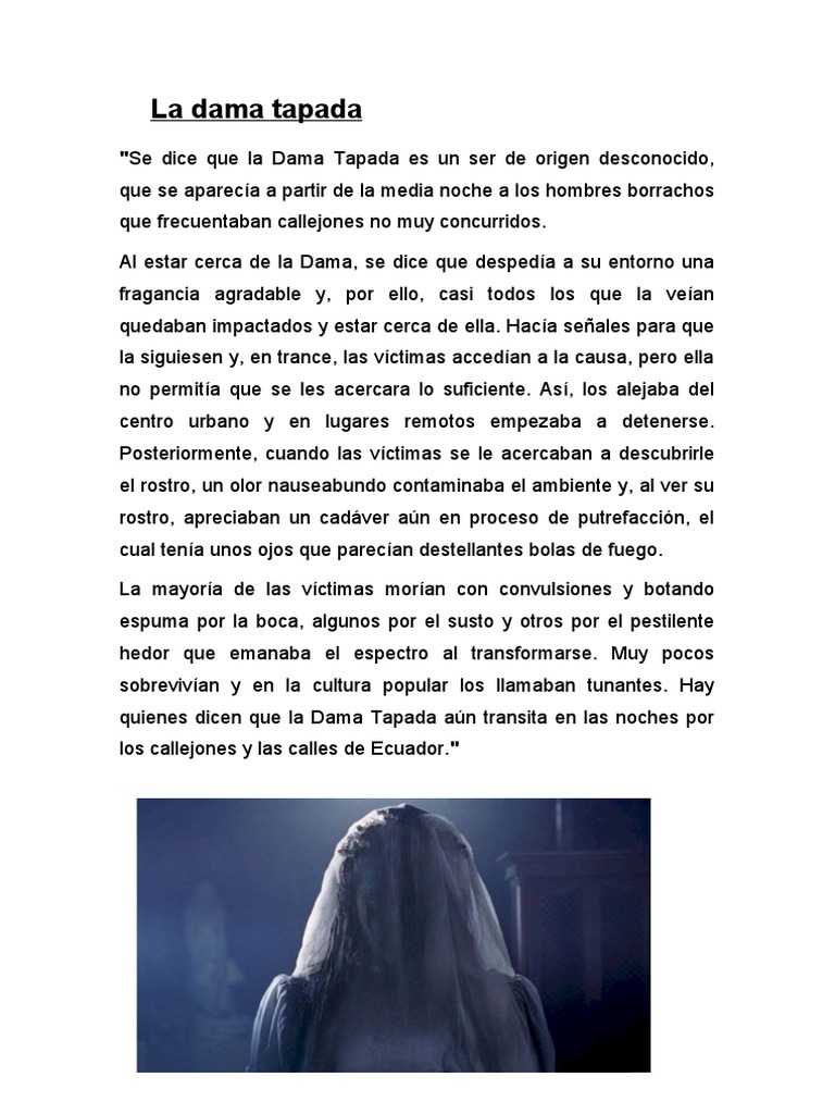 Leyenda de la Dama Tapada en Ecuador | PDF