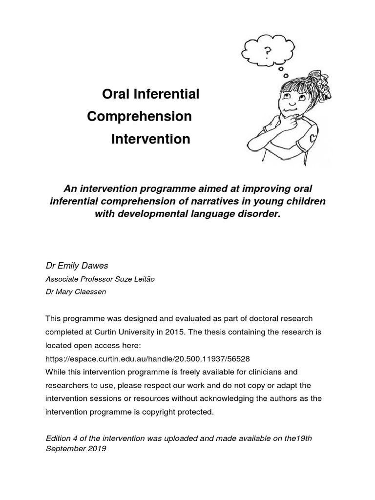 Inferential Comprehension Intervention Programme - Edition 4 September ...