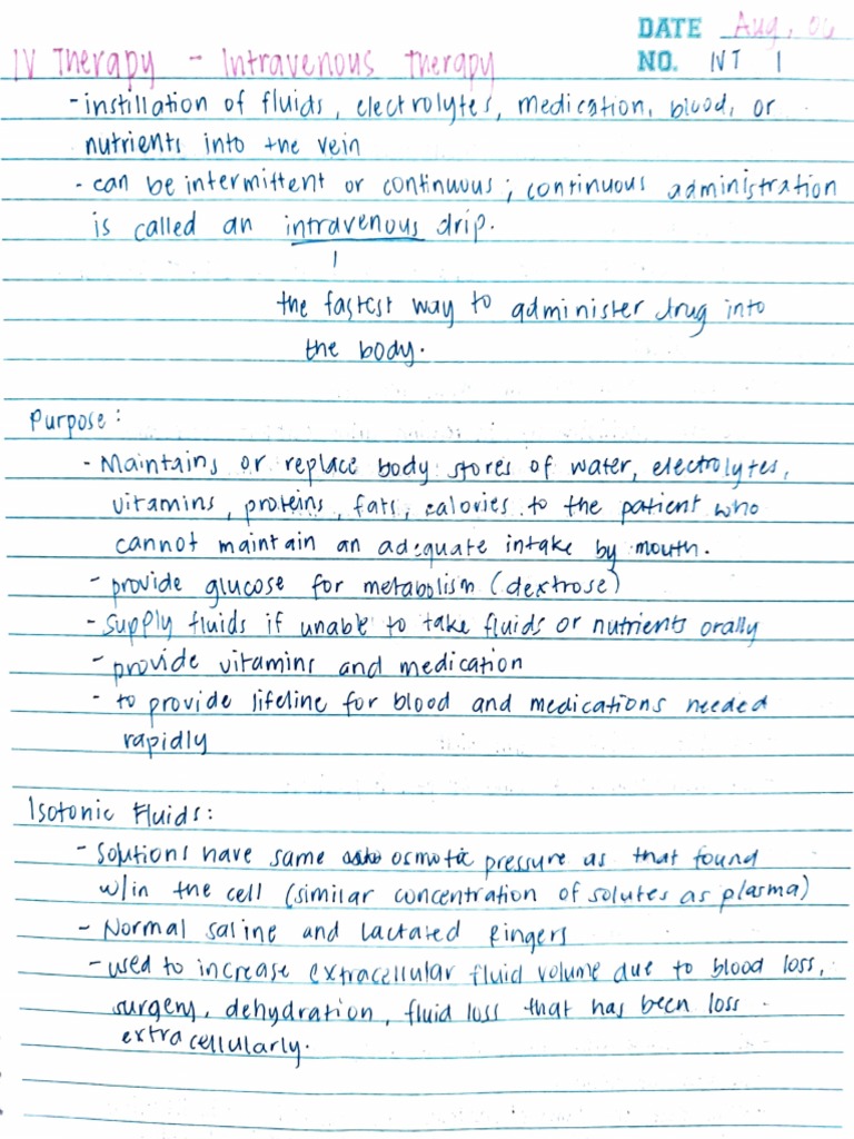 IV THERAPHY NOTES | PDF
