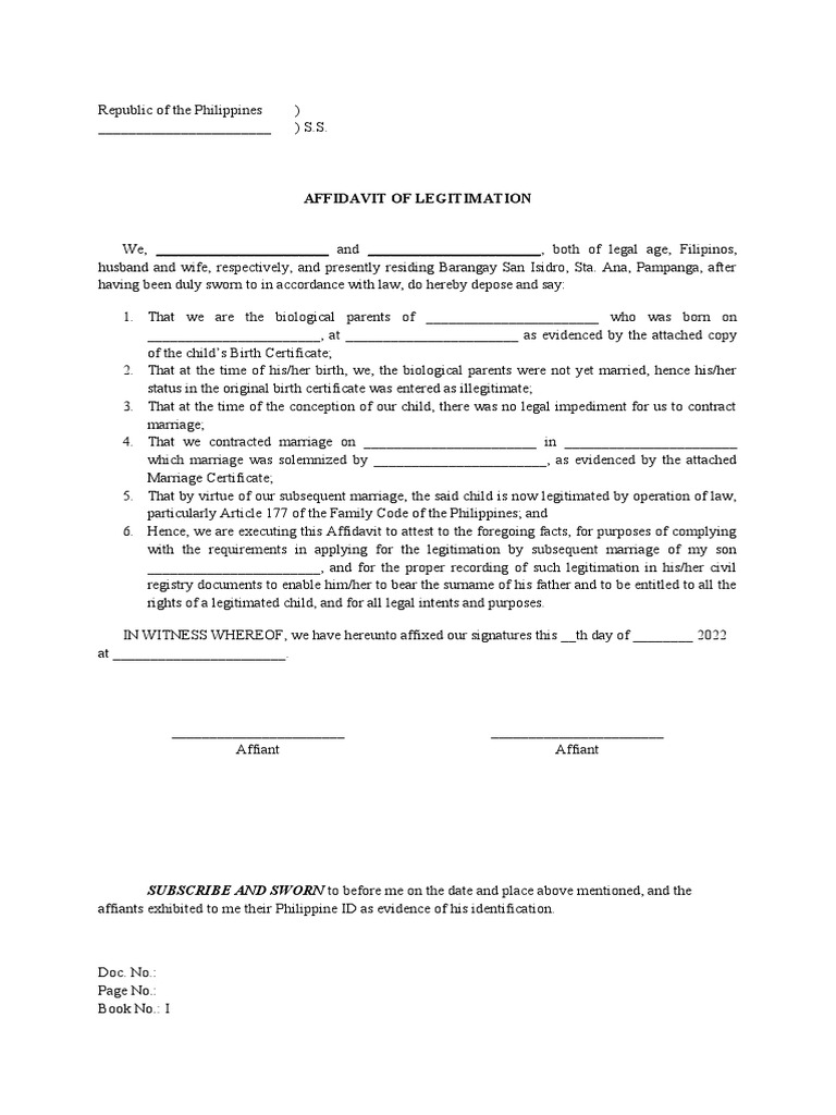 Affidavit of Legitimation | PDF
