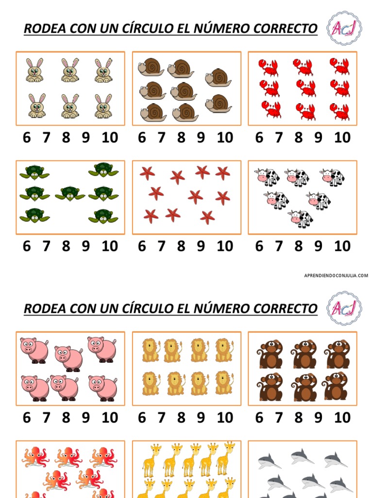 Actividades para aprender números 6-10 | PDF