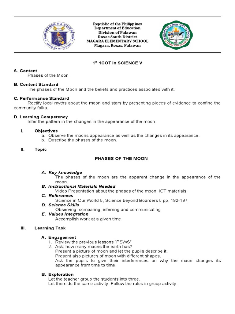 Phases of the Moon Lesson Plan | PDF | Moon | Cognition