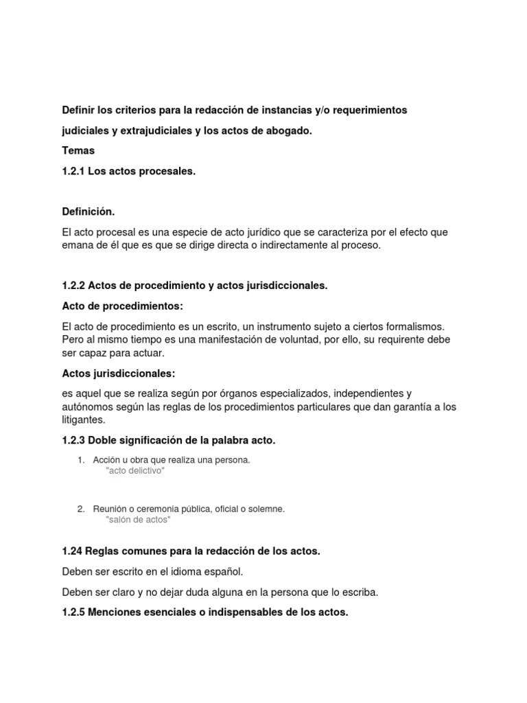 Definir Los Criterios para La Redacción de Instancias y | PDF | Sentencia (ley) | Ley procesal