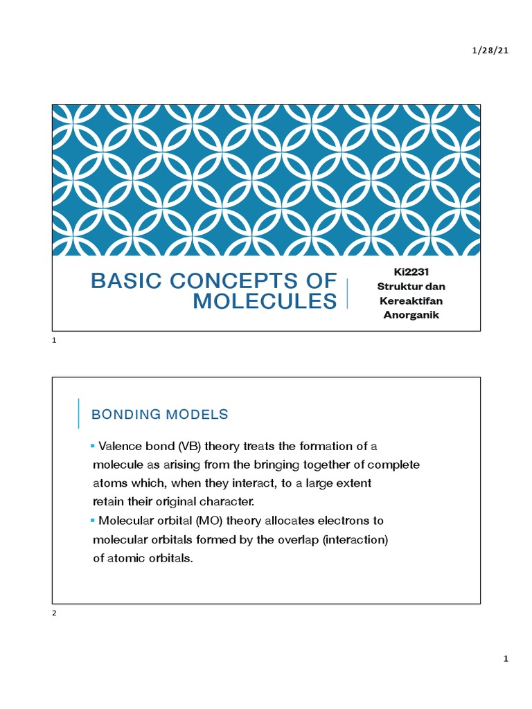 1 - Basic Concepts of Molecules | PDF | Chemical Bond | Molecular Orbital
