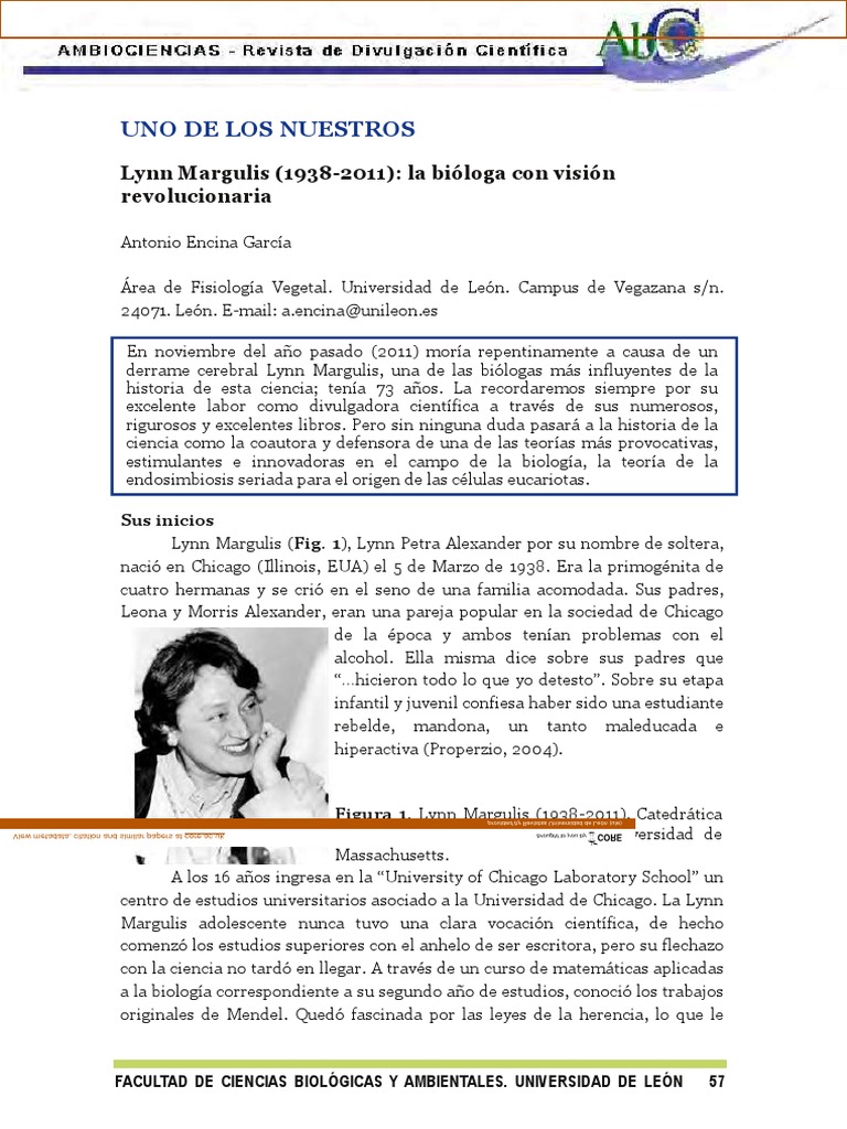 Uno de Los Nuestros: Lynn Margulis (1938-2011) : La Bióloga Con Visión ...