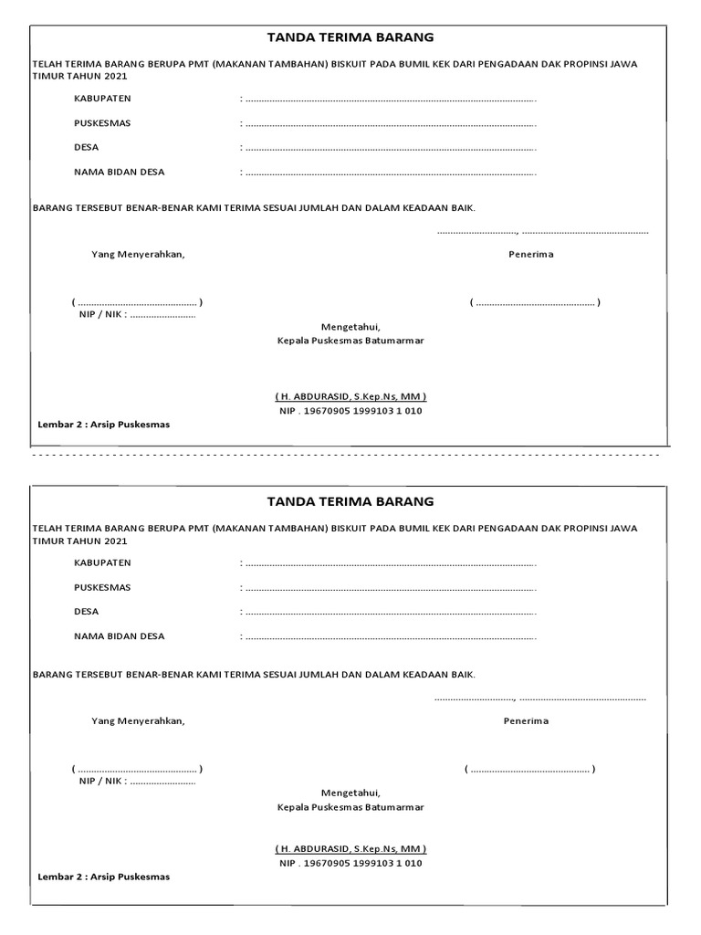 Tanda Terima Barang | PDF