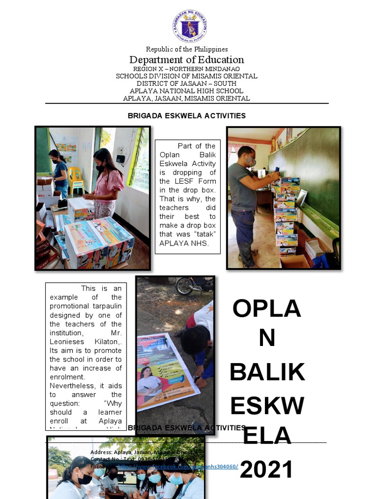 Aplaya National High School Brigada Eskwela | PDF | Communication