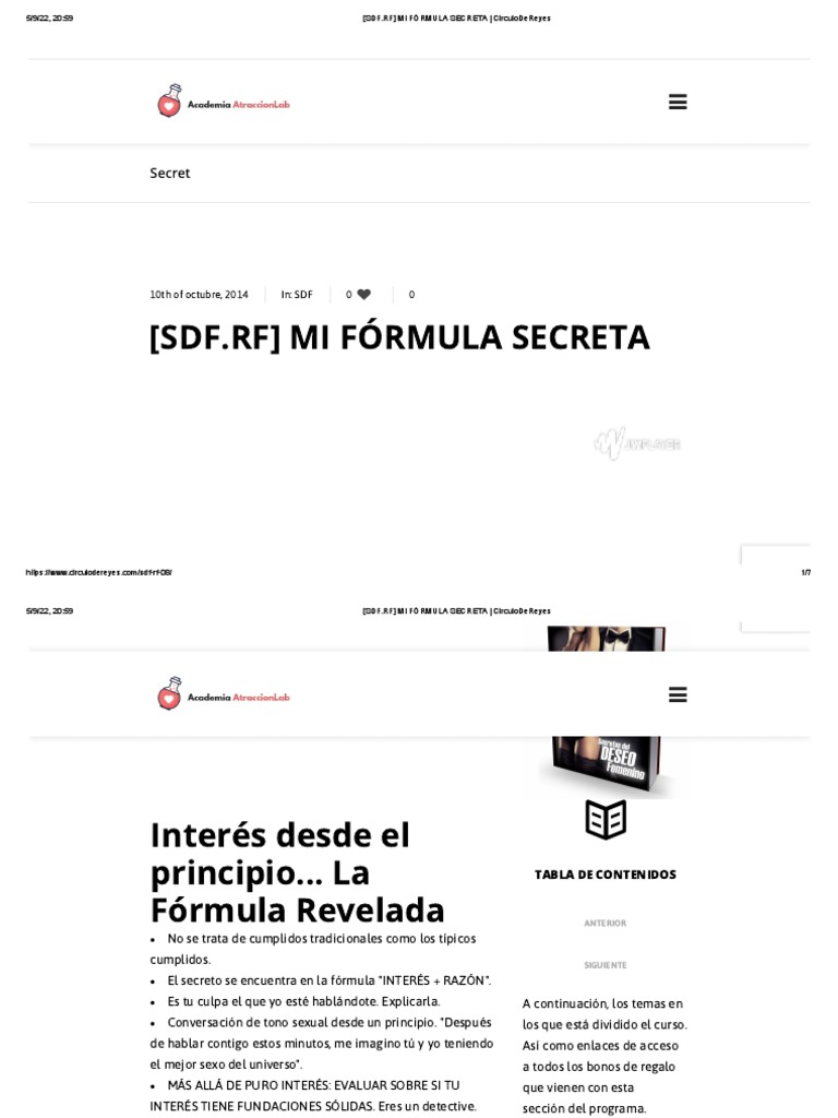 (SDF - RF) MI FÓRMULA SECRETA - CirculoDeReyes | PDF