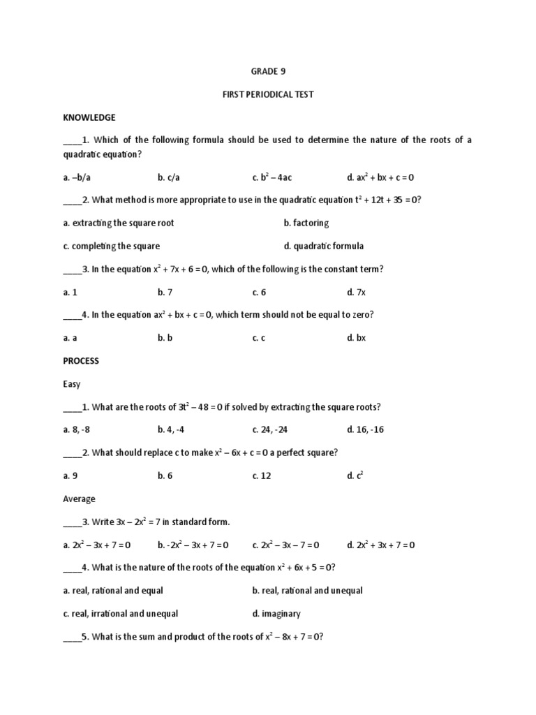 Grade 9 Periodical Test First Quarter | PDF | Teaching Methods & Materials