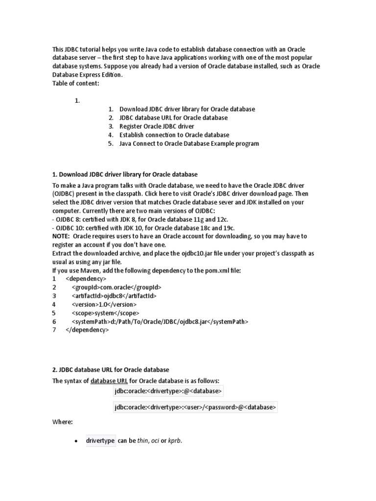 Conectar BD Oracle JDBC | PDF | Data Management Software | Computer Data