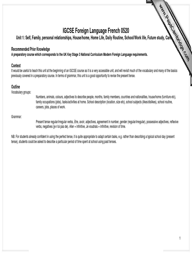 French IGCSE Exam Paper | PDF