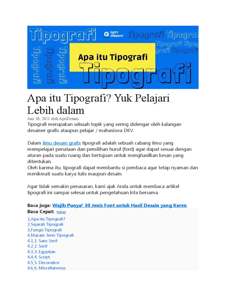 Apa Itu Tipografi | PDF