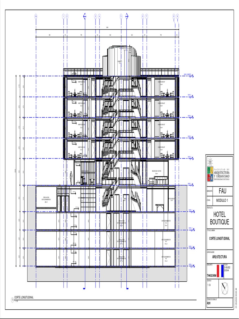 Sheet - A201 - CORTE LONGITUDINAL | PDF