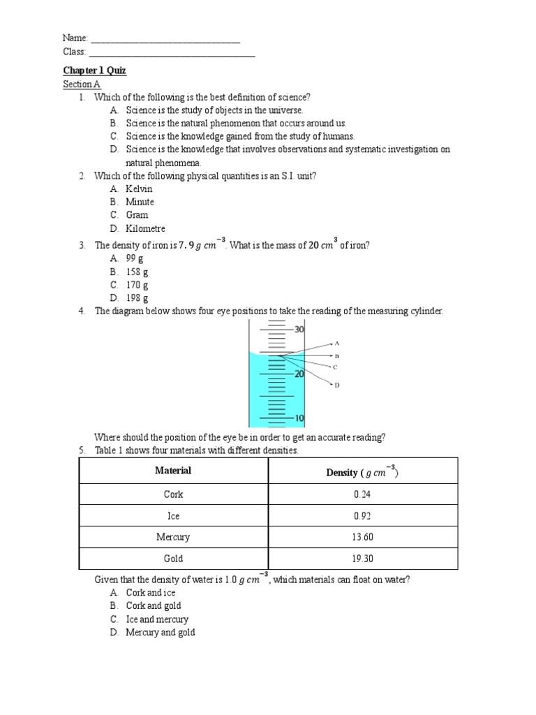Analysis of a Science Chapter 1 Quiz: Defining Science, Identifying S.I ... Analysis of a Science Chapter 1 Quiz: Defining Science, Identifying S.I ...