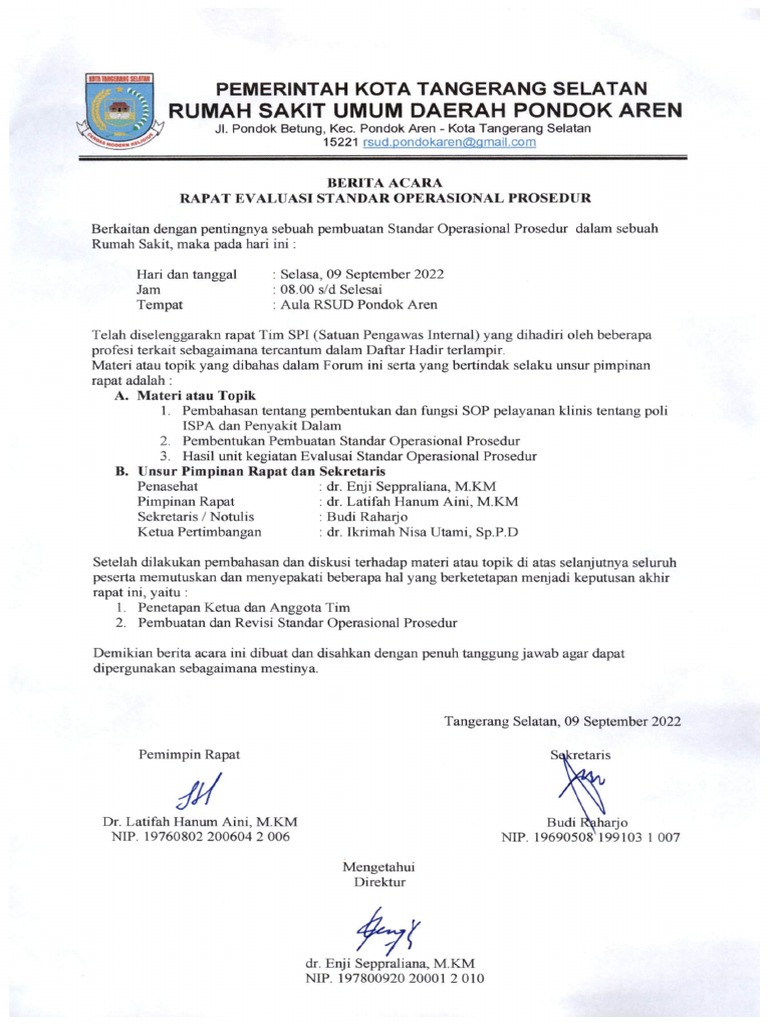 Bap Evaluasi Sop | PDF